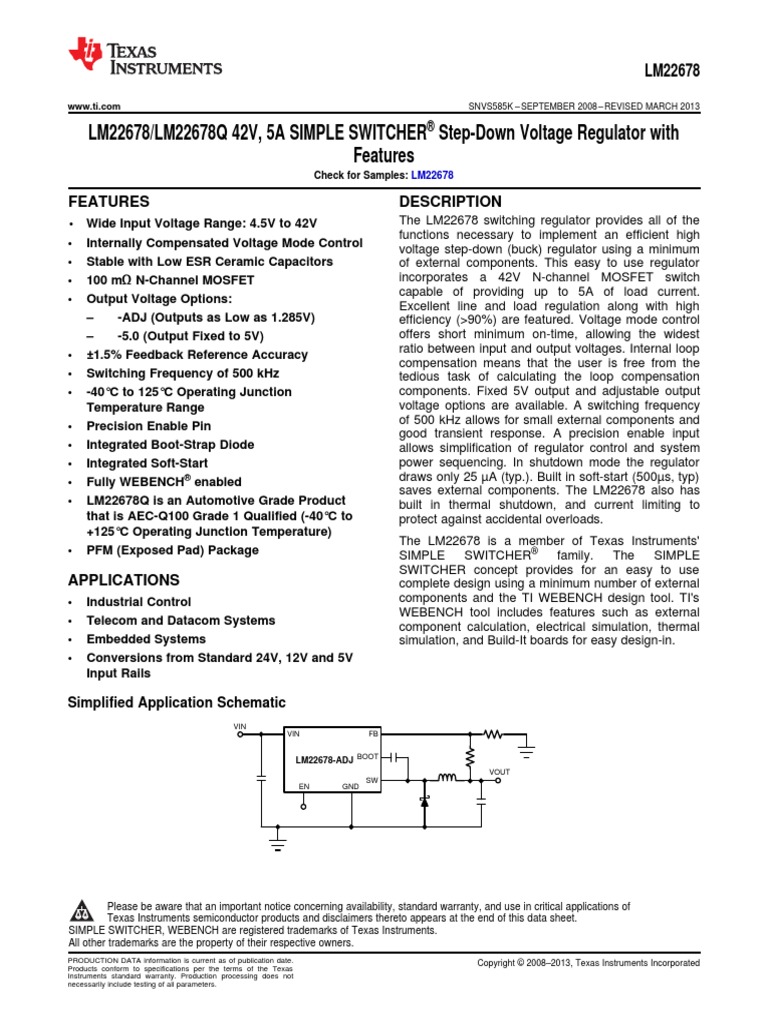 LM22678/LM22678Q 42V, 5A SIMPLE SWITCHER Step-Down Voltage Regulator ...