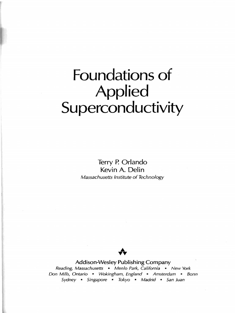 Foundations of Applied Superconductivity: Terry R Orlando Kevin A ...