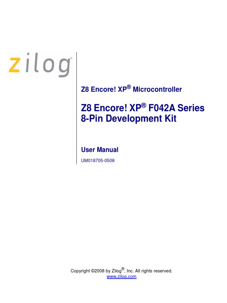 Z8 Encore! XP F042A Series 8-Pin Development Kit | PDF | Microcontroller | Windows Xp