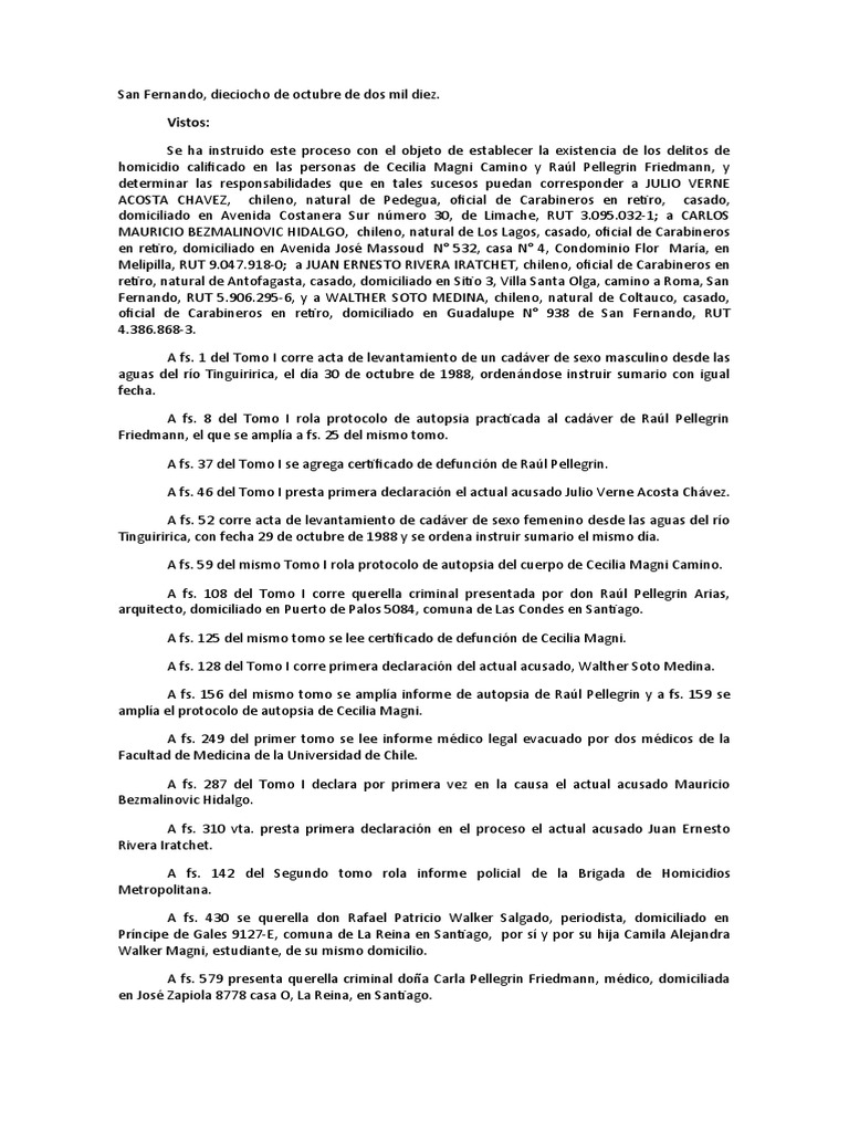 Cecilia Magni Camino y Raul Pellegrin Friedmann - 1a Instancia | PDF ...