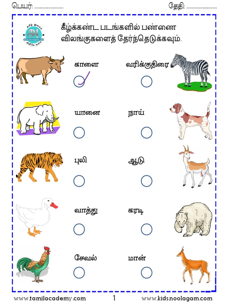 Farm - Animal Tamil | PDF