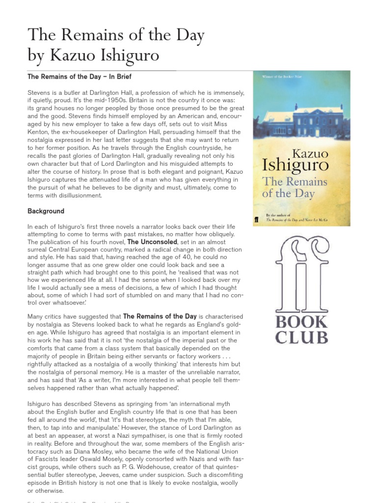 Overview of "The Remains of the Day" | PDF | Classics