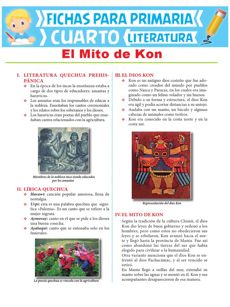 El Mito de Kon para Cuarto Grado de Primaria | PDF | Imperio Inca | Perú