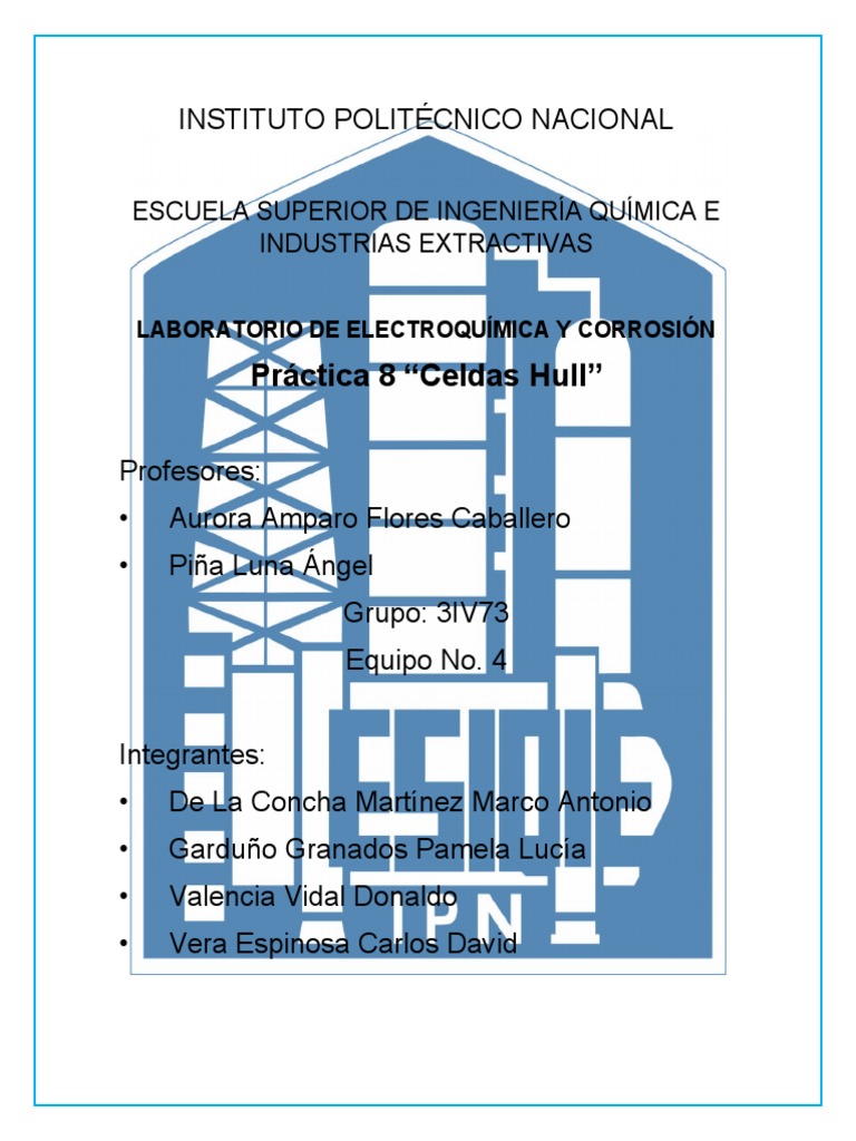 Práctica 8, Celda de Hull-1 | PDF | Sustancias químicas | Química Física