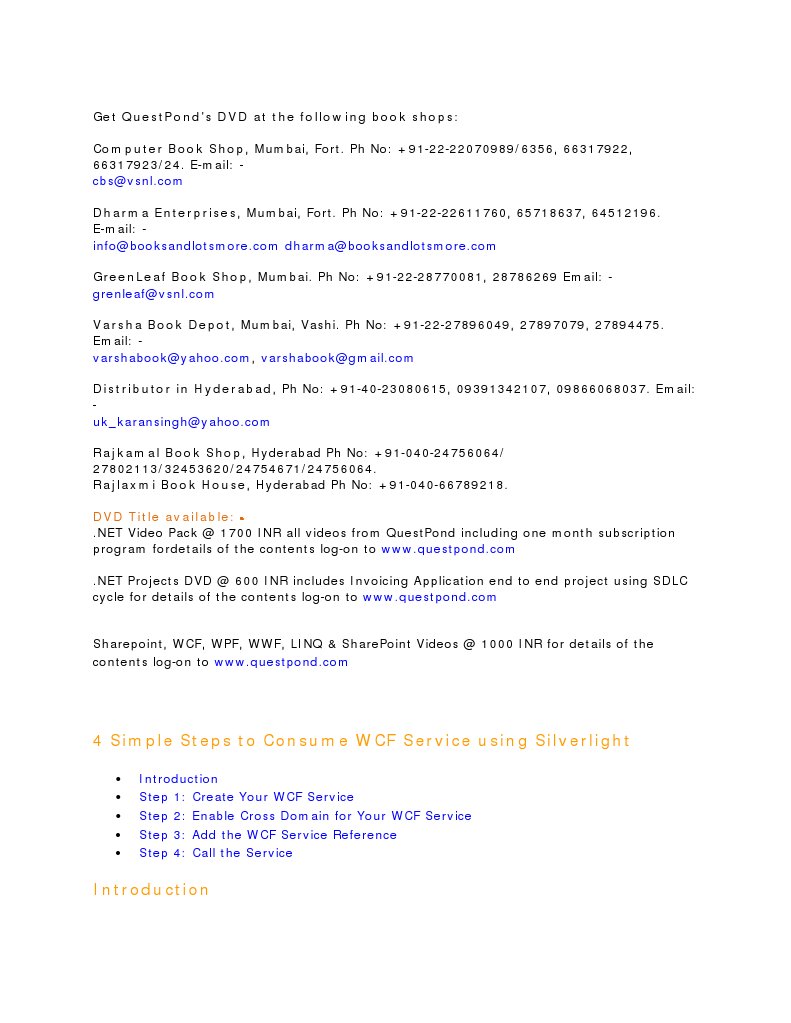 4 Simple Steps To Consume WCF Service Using Silverlight: DVD Title Available | PDF | Xml ...