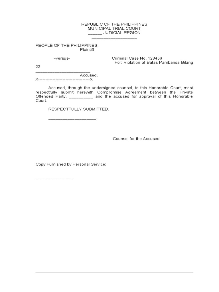 Cover Letter - Compromise Agreement | PDF