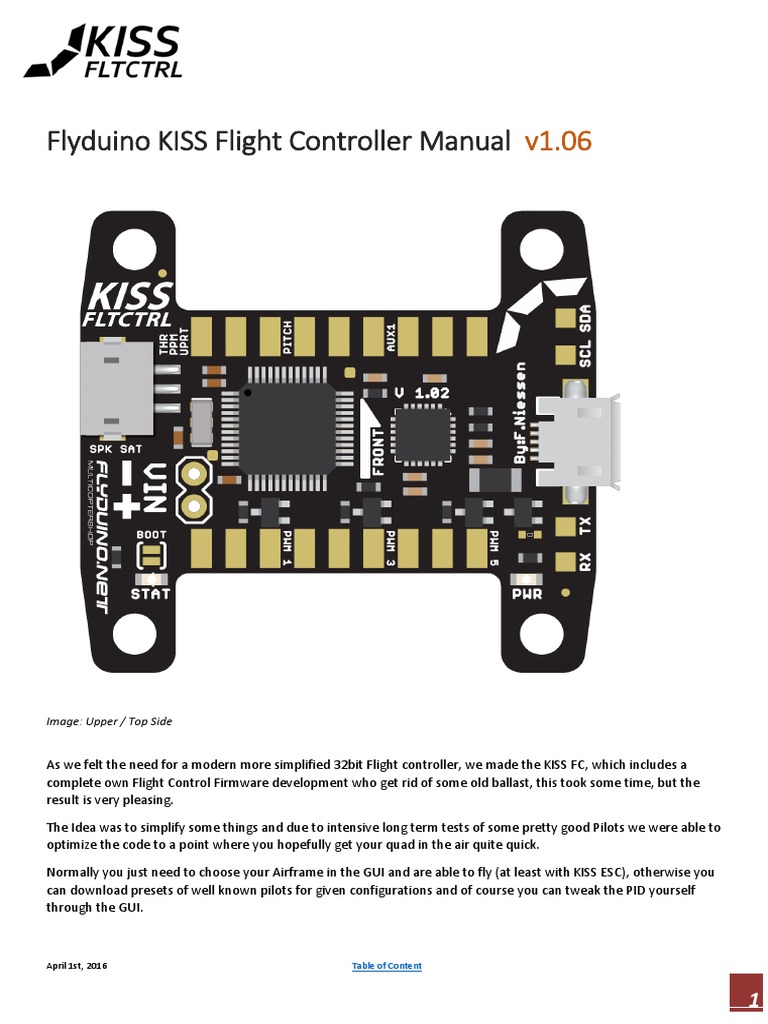 Flyduino KISS Flight Controller Manual: Image: Upper / Top Side | PDF | Booting | Filter (Signal ...