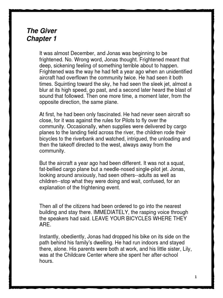 The Giver - Chapter 1 PDF | PDF