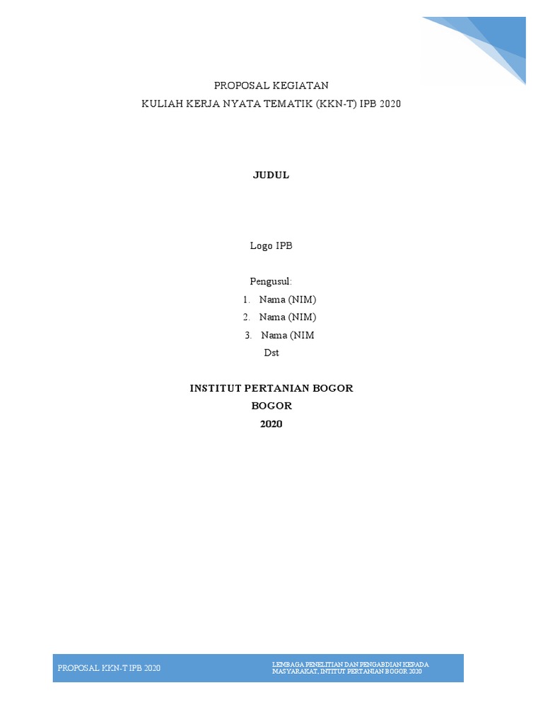 Format Proposal KKNT Ipb 2020 | PDF