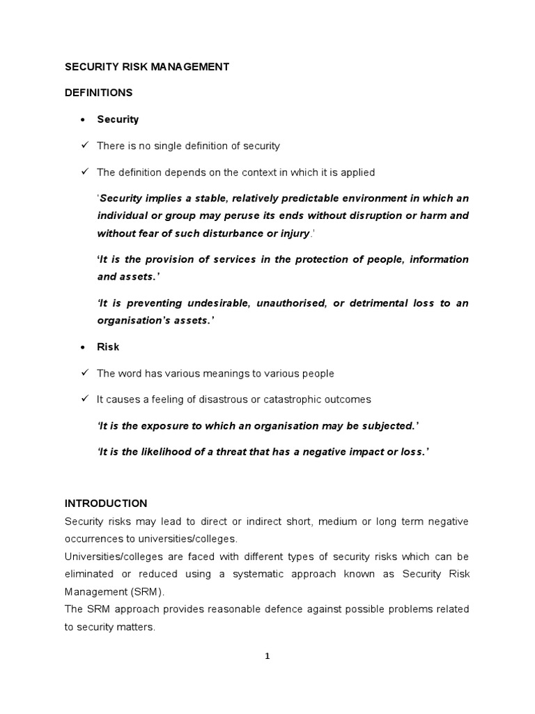 Security Risk Management | PDF | Risk | Risk Management