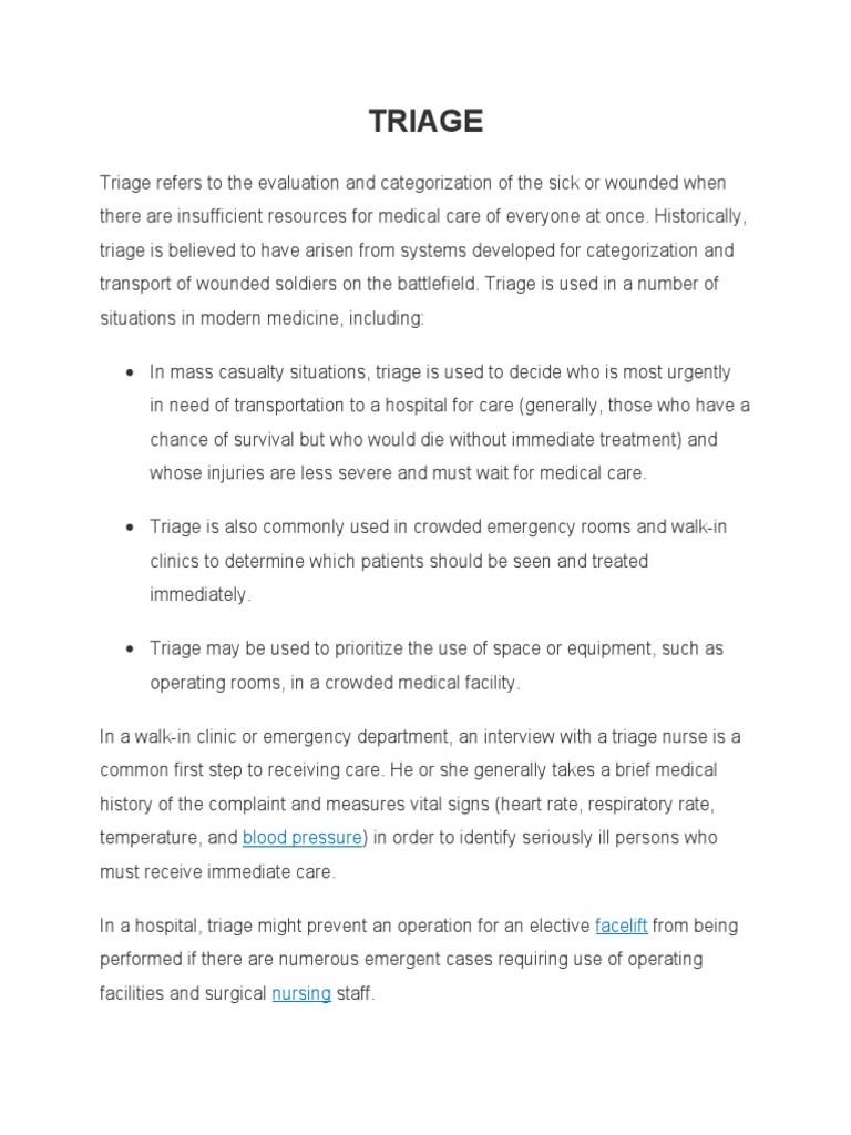 Triage: Blood Pressure | PDF | Emergency Department | Medicine
