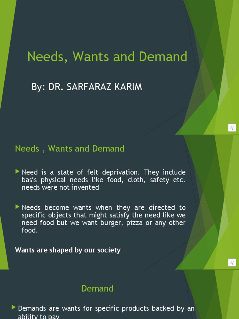 Needs, Wants and Demand | PDF | Demand | Marketing