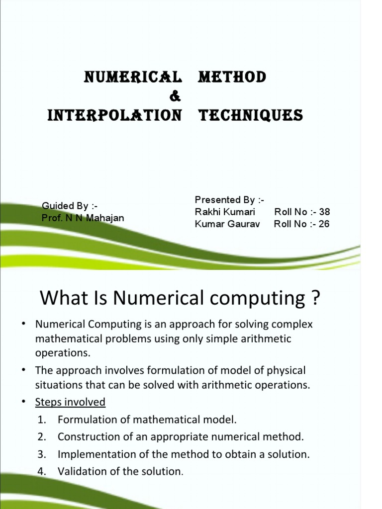Numerical Method & Interpolation Techniques | PDF | Computers