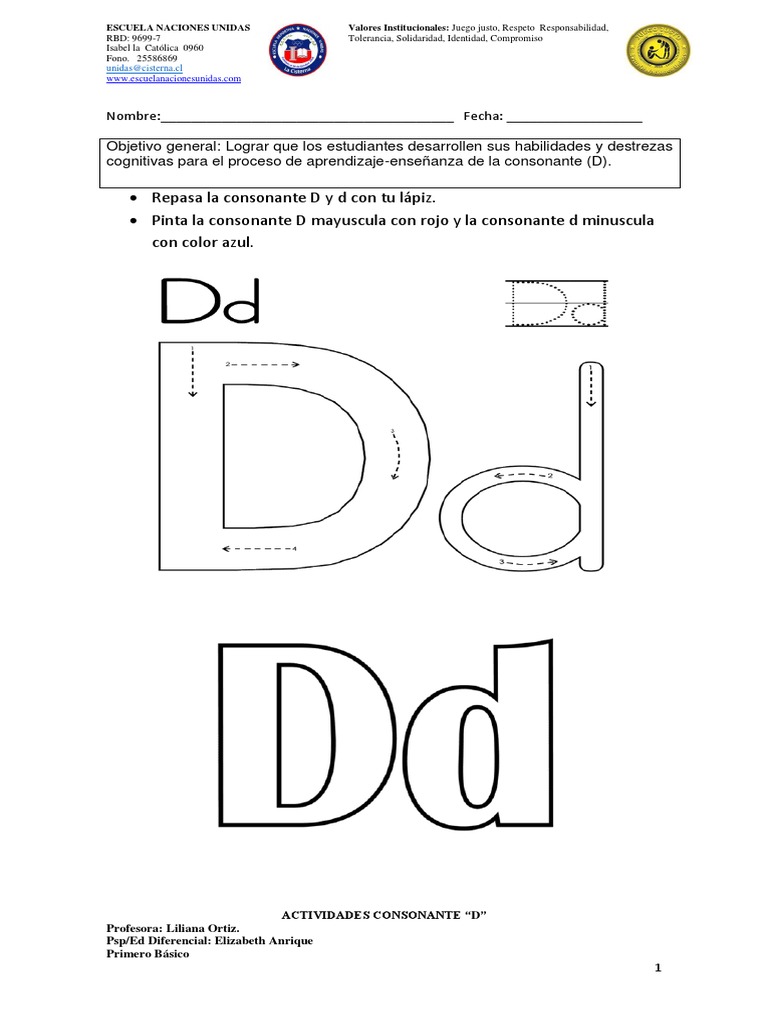 Actividades para la letra D en Primero Básico | PDF | Lingüística ...