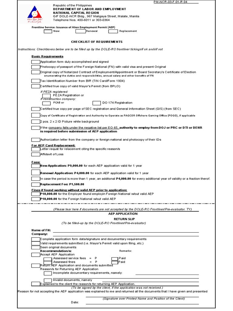 Checklist Aep PM-NCR-03-F 01-R 04 | PDF | Document | Government Information