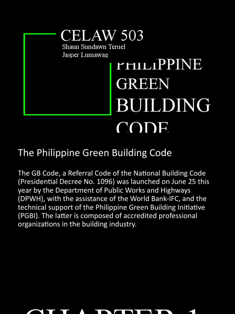 Philippine Green CELAW 503: Building Code | PDF | Green Building ...
