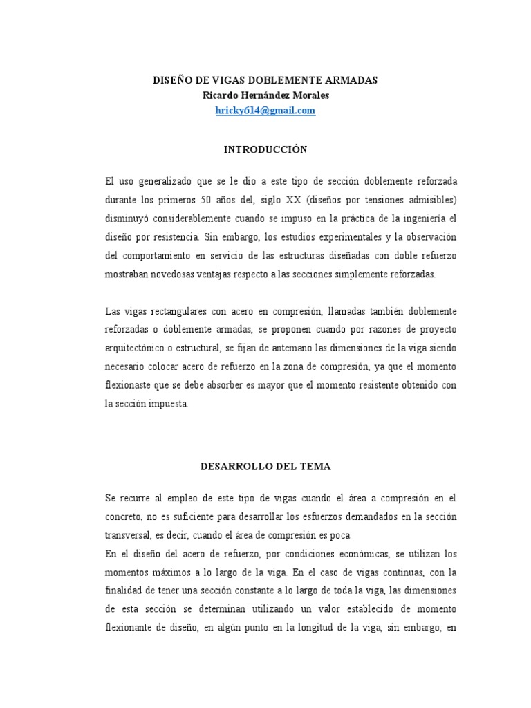 Vigas Doblemente Armadas | PDF | Braguero | Hormigón