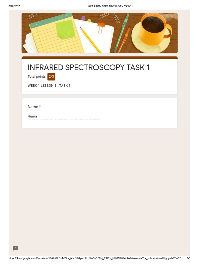 Infrared Spectroscopy Task 1 Quiz | PDF
