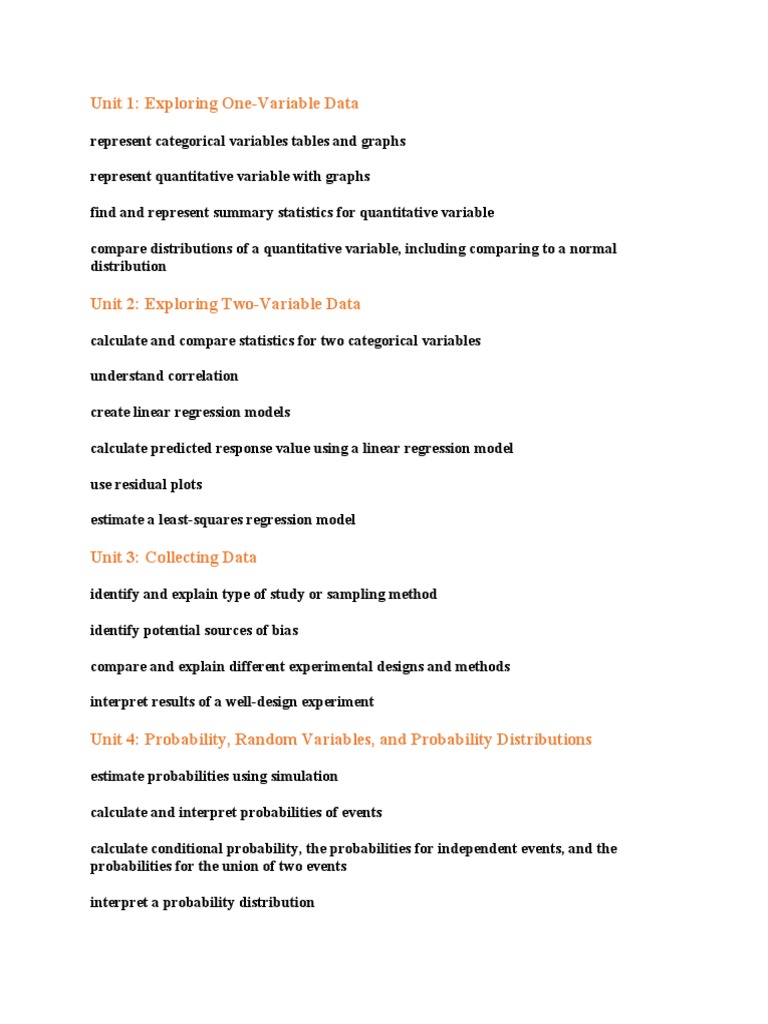 Unit 1: Exploring One-Variable Data | PDF | Statistical Hypothesis ...