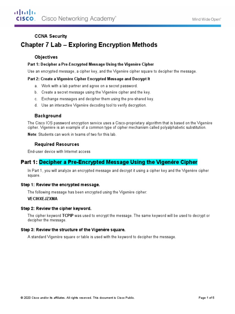 7.5.1.2 Lab - Exploring Encryption Methods | PDF | Cipher | Cryptography