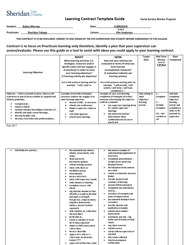 Learning Contract Template Guide: What HOW | PDF | Learning | Evaluation