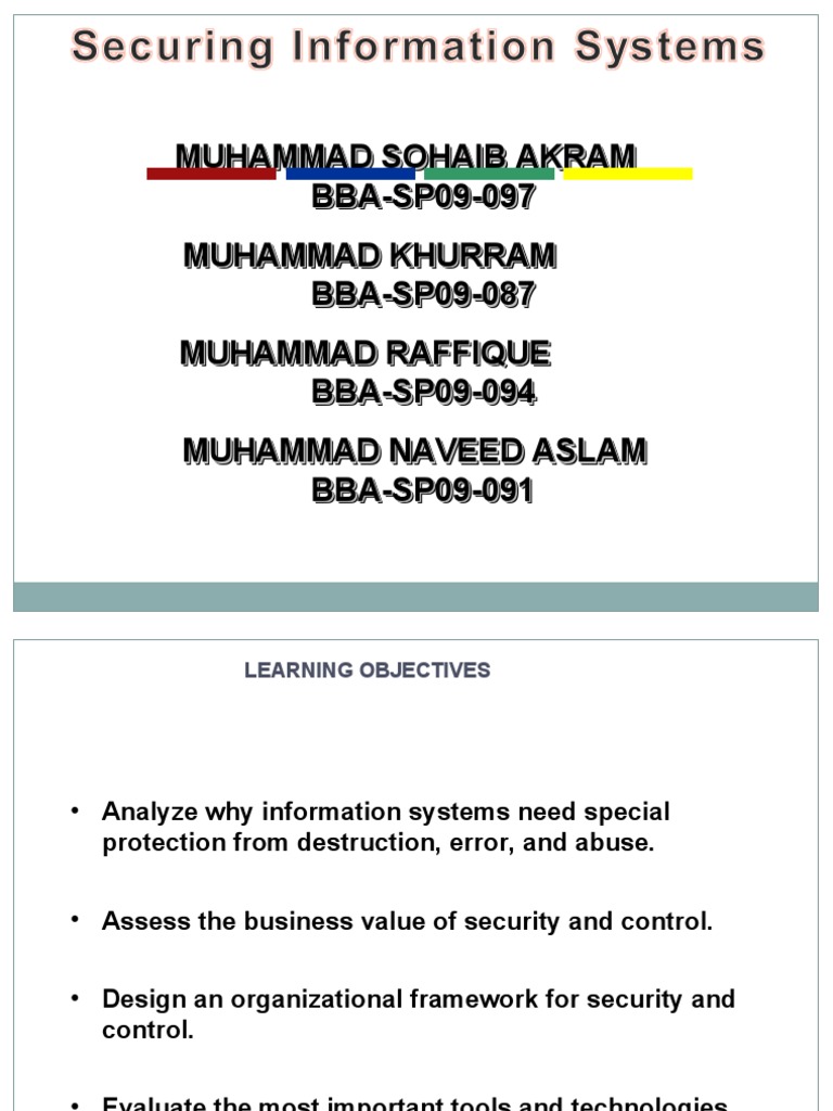 Security and Control in Information Systems | PDF | Records Management ...