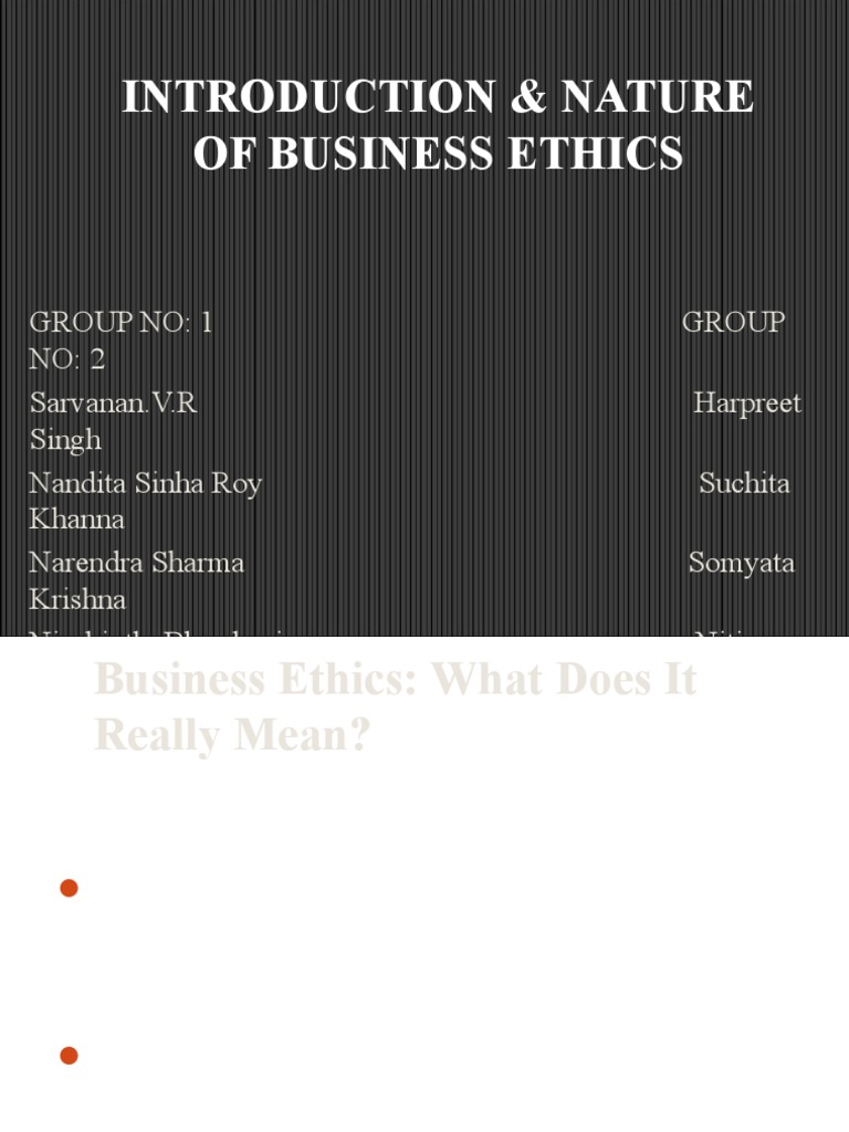 Introduction & Nature of Business Ethics | PDF | Business Ethics | Morality