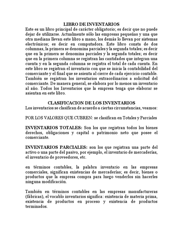 Guía sobre el Libro de Inventarios | PDF | Contabilidad | Inventario