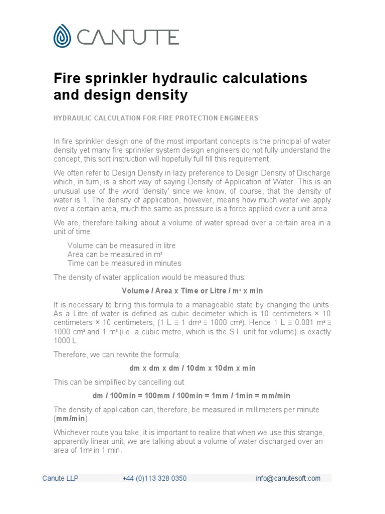 Canute - Fire Sprinkler Hydraulic Calculations | PDF | Fire Sprinkler ...