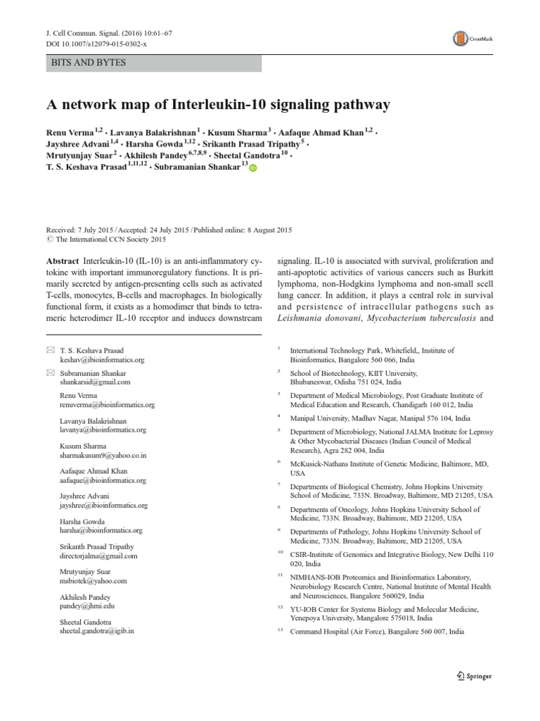 IL-10 Signaling Pathway Network Map | PDF | Interleukin 10 | Cell Signaling