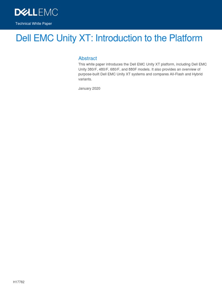 h17782 Dell Emc Unity XT Introduction To The Platform | PDF | Solid ...