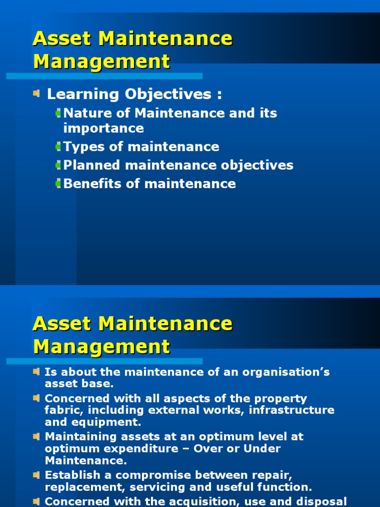 Asset Maintenance Management | Download Free PDF | Reliability ...