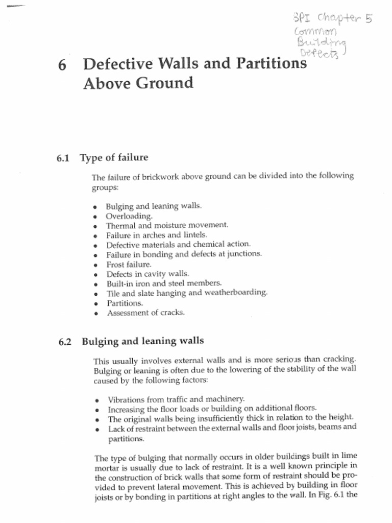 Chapter 6 - Defective Walls & Partitions | PDF