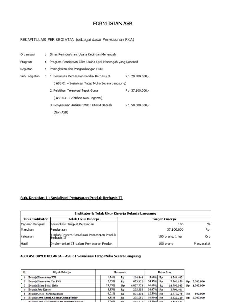 Form Isian Asb | PDF | Bisnis