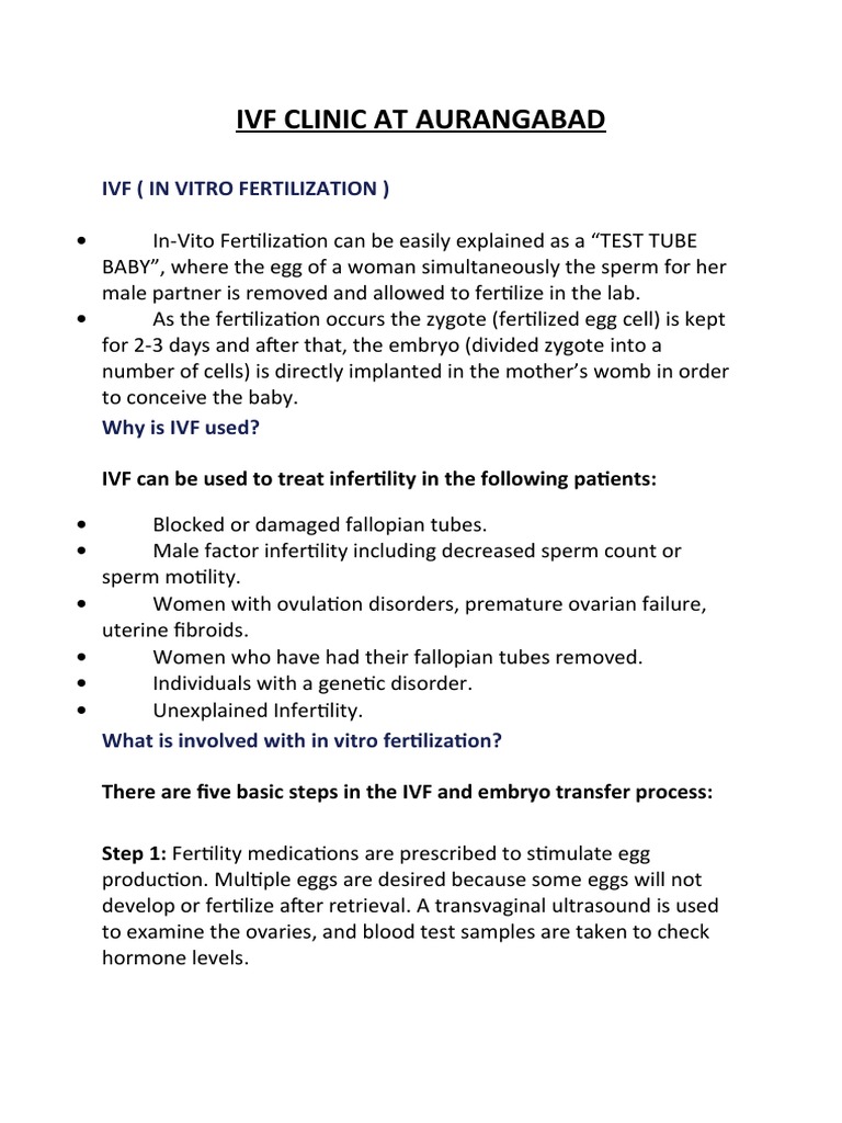 Ivf Clinic at Aurangabad | PDF | In Vitro Fertilisation | Infertility