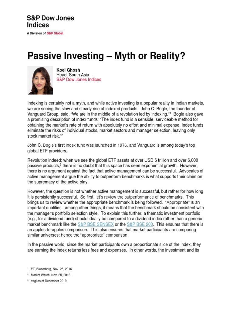 Passive Investing - Myth or Reality?: Koel Ghosh | PDF | Active ...