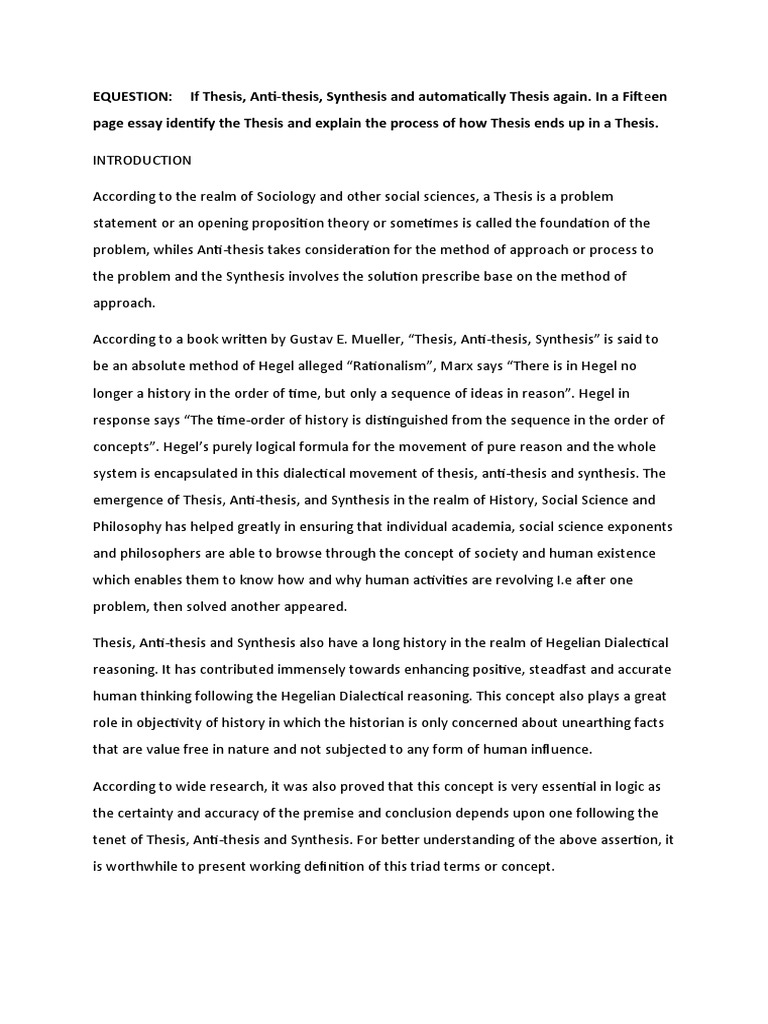 Thesis Writing | PDF | Georg Wilhelm Friedrich Hegel | Dialectic