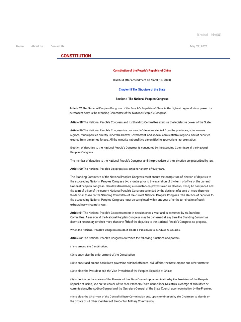 Structure and Powers of China's NPC | PDF | Committee | United States ...