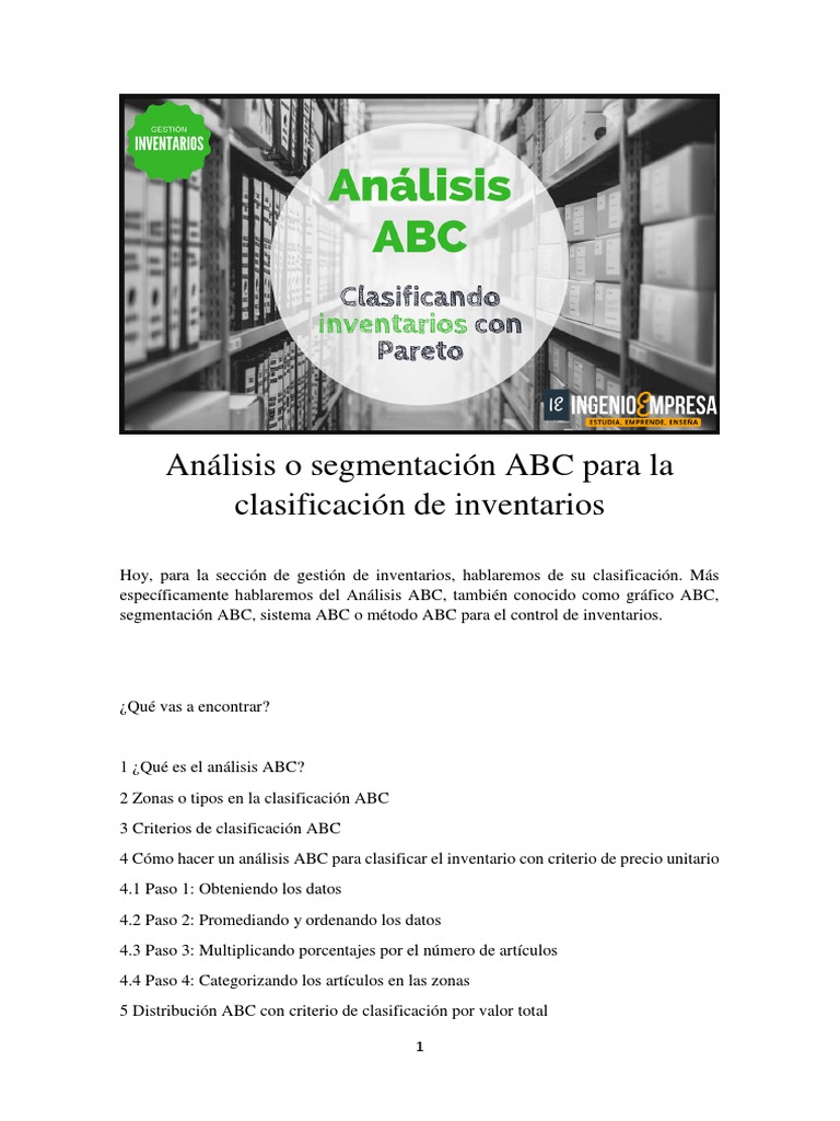 Método ABC para El Control de Inventarios PDF | PDF | Gestión de ...