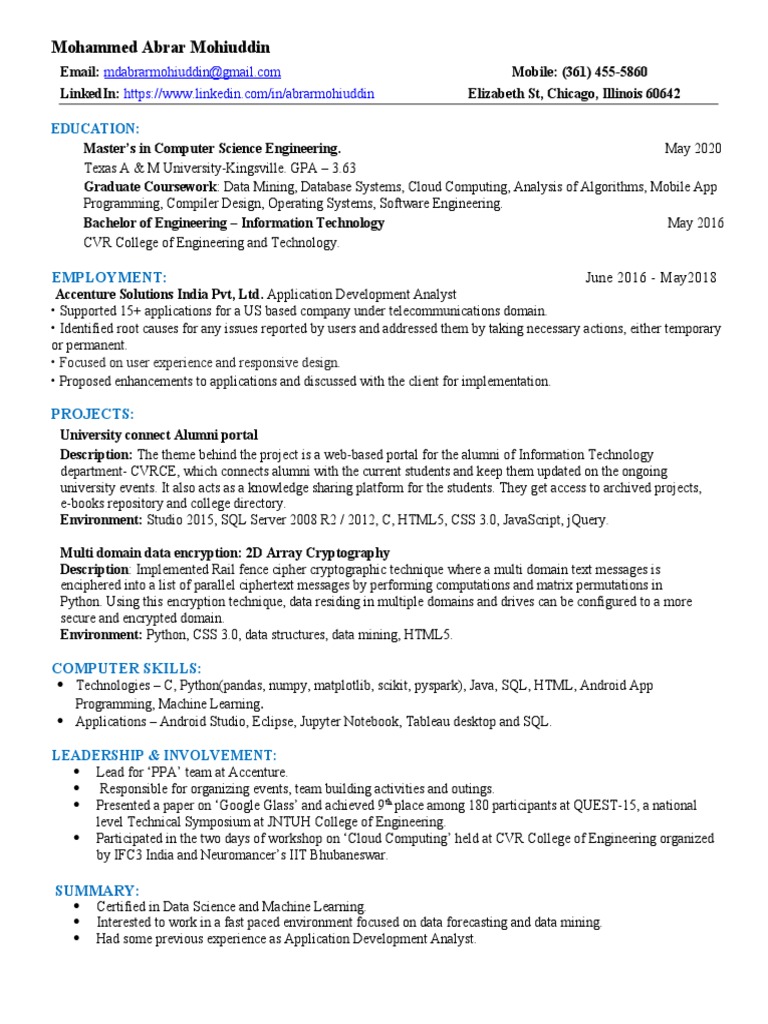 Abrar Resume May - 2020new PDF | PDF | Web Application | Cryptography