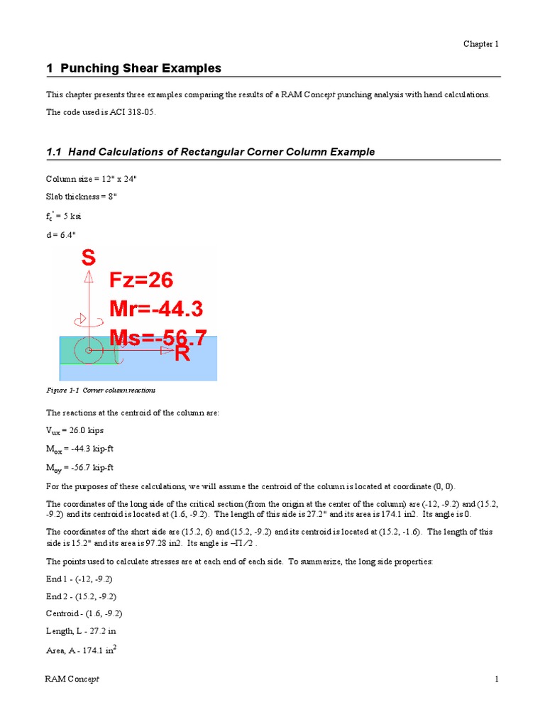 1 Punching Shear Examples: 1.1 Hand Calculations of Rectangular Corner ...