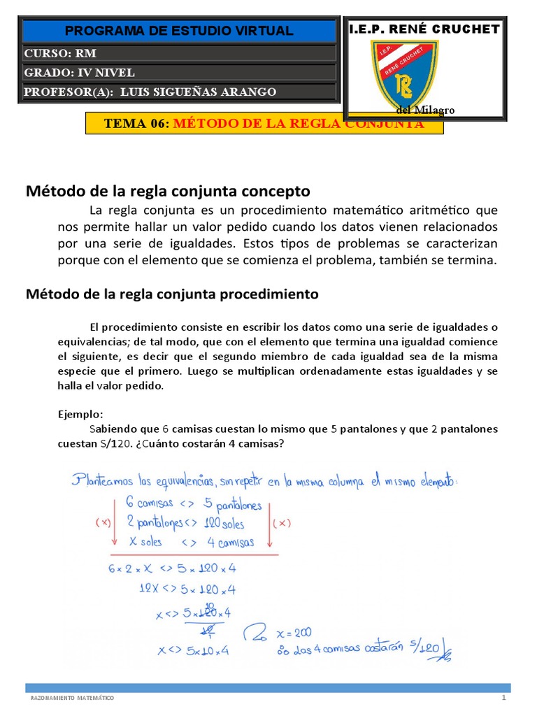Problemas de Regla Conjunta | PDF | Libra esterlina | Enseñanza de matemática