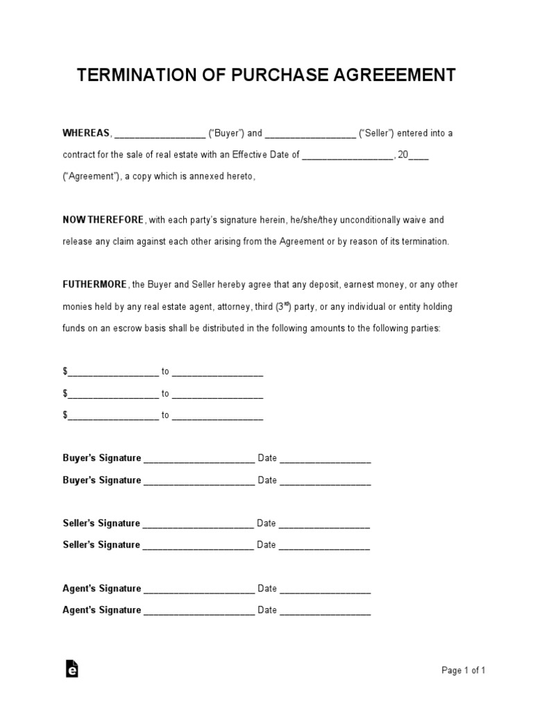 Purchase Agreement Termination Letter | PDF