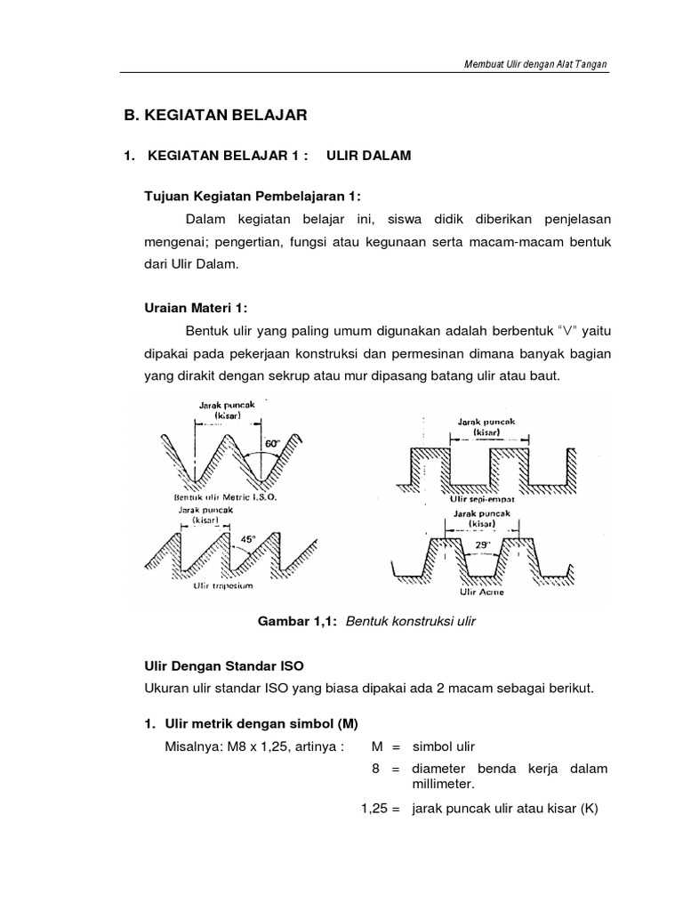 Alat dan Cara Membuat Ulir Dalam | PDF