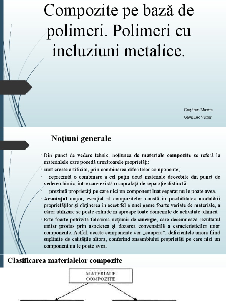 Compozite Pe Bază de Polimeri. Polimeri Cu Incluziuni Metalice. | PDF