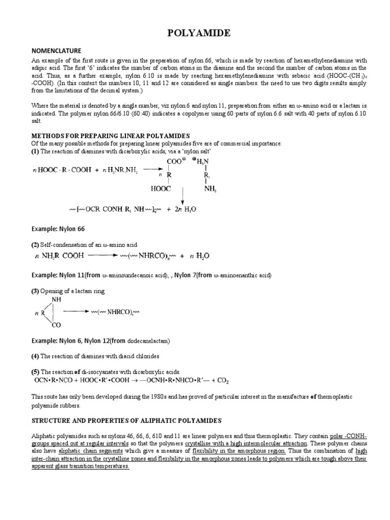 Polyamide: Nomenclature | PDF | Nylon | Polymers