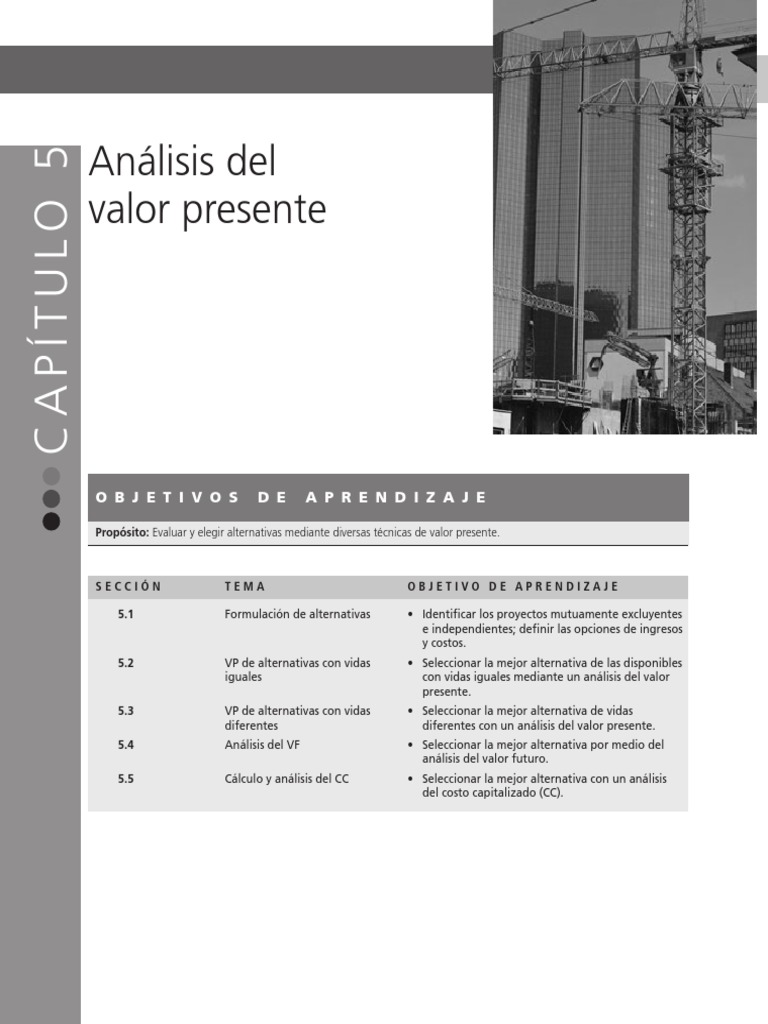 Ingeco - Cap5 - Analisis Del Valor Presente PDF | PDF | Valor presente neto | Agua