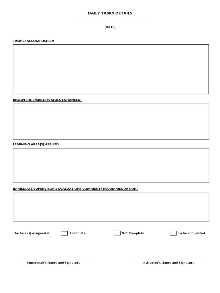 Daily Tasks Details: Task (S) Accomplished | PDF