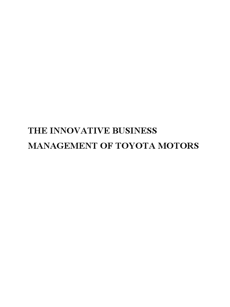The Innovative Business Management of Toyota Motors | PDF | Toyota ...