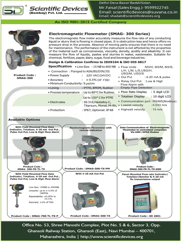 Electromagnetic Flowmeter (Smag-300 Series) | PDF